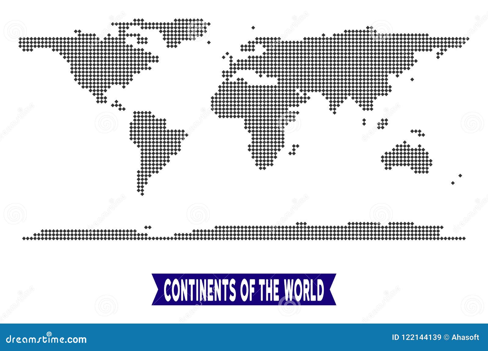 Dotted World Continent Map stock vector. Illustration of grey - 122144139