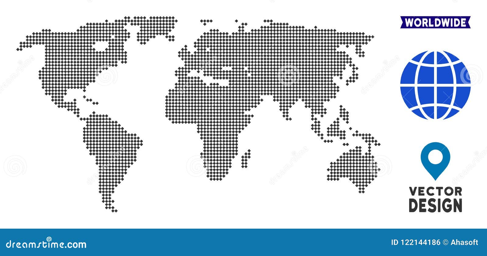 Dotted World Map stock vector. Illustration of earth - 122144186