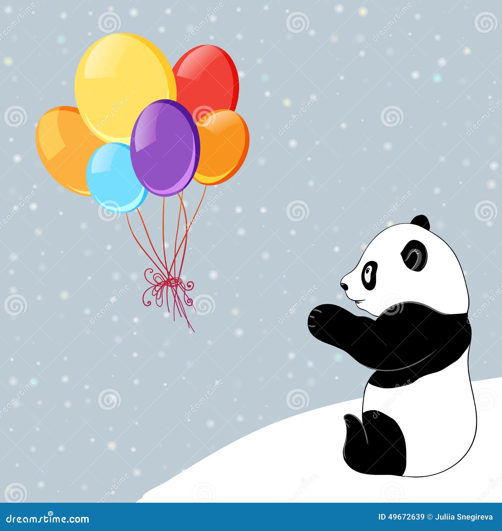 Panda With Baloons Vector Illustration | CartoonDealer.com #40271214
