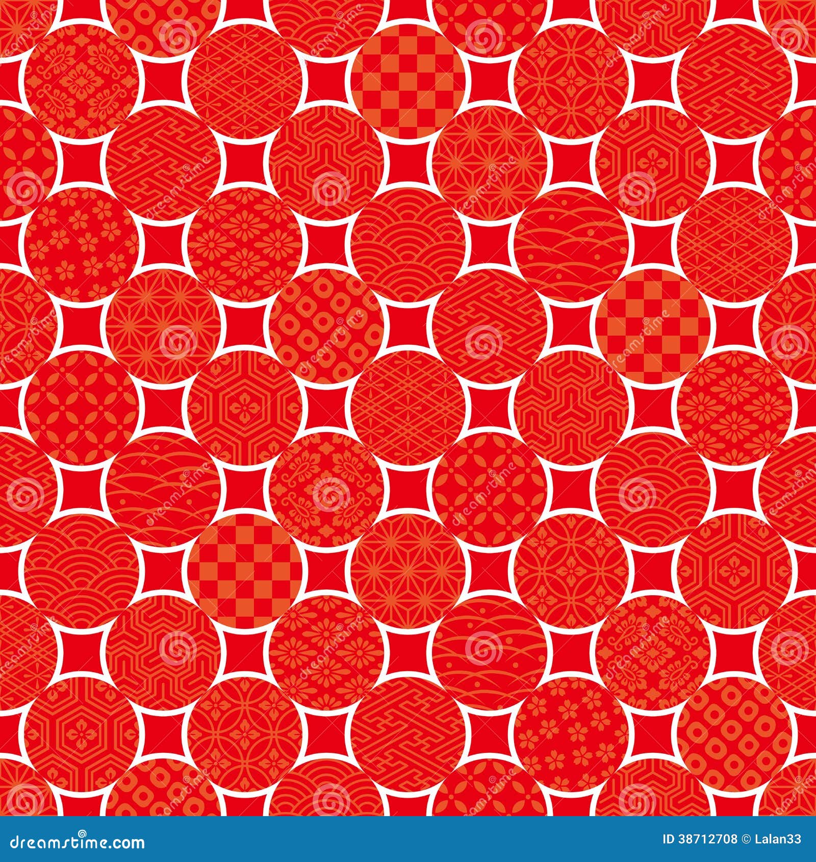 Dots Background with Japanese Traditional Design. Stock Vector ...