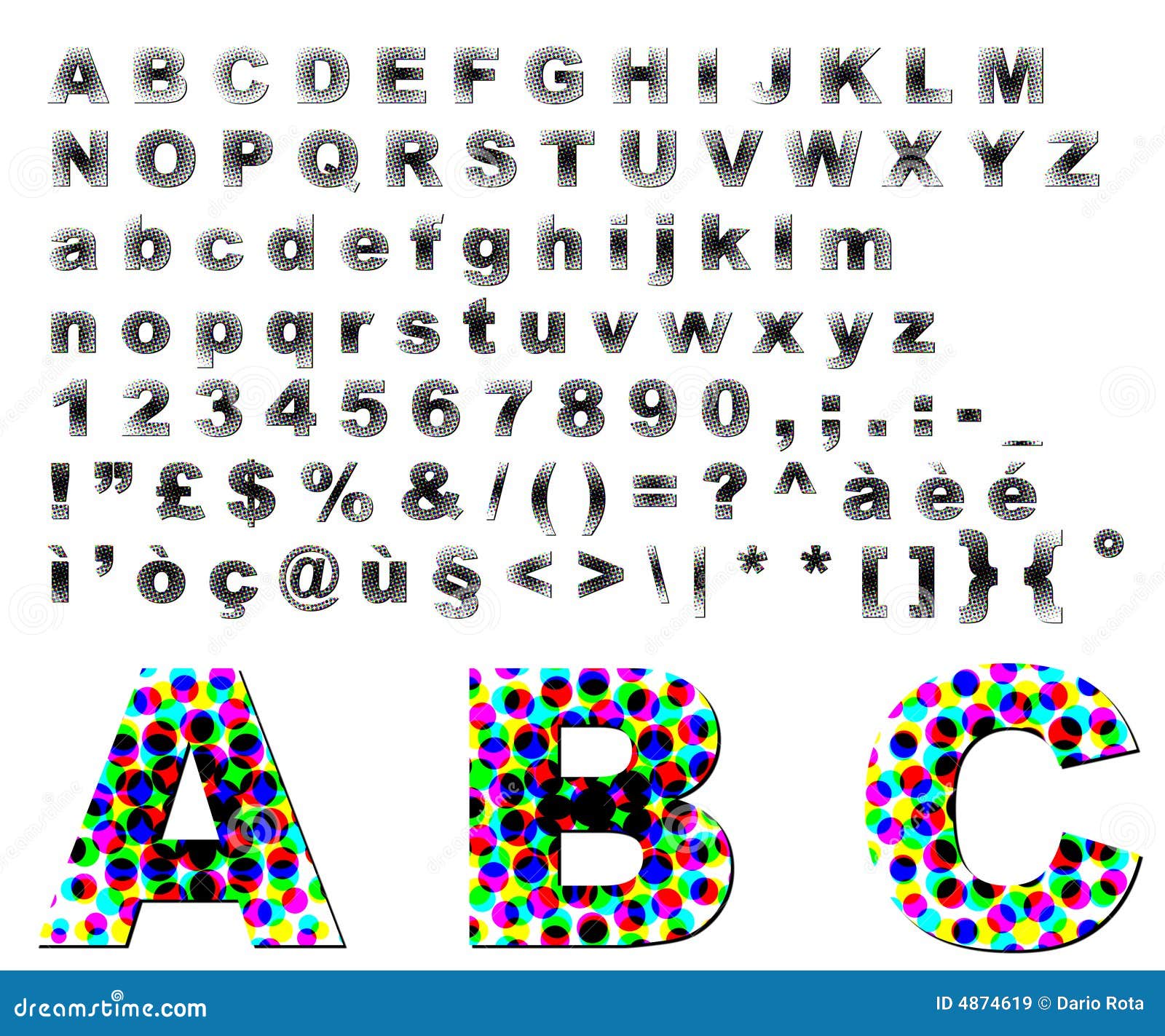 Dots fantasy alphabet stock illustration. Illustration of isolated ...