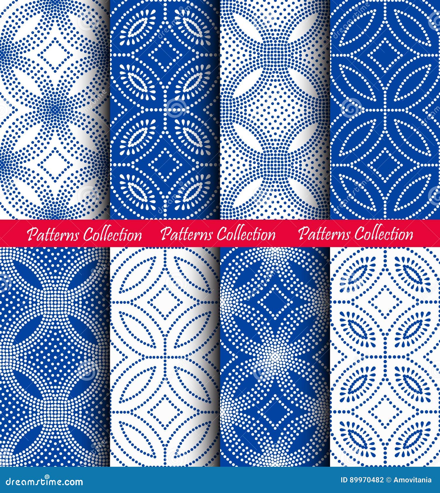 Dots Floral Patterns Backgrounds Azul Branco Ilustração do Vetor ...