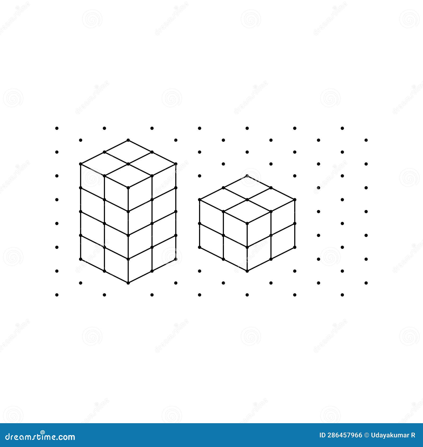 Dots Grid Background. Square Graph. Isometric Cube Line Drawing Stock ...