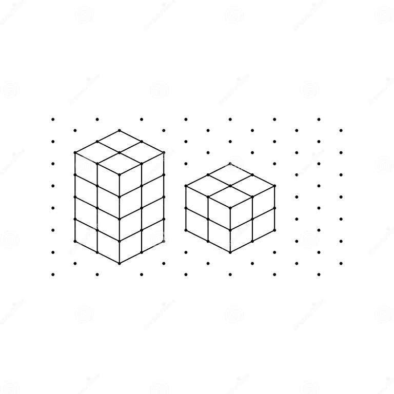 Dots Grid Background. Square Graph. Isometric Cube Line Drawing Stock ...