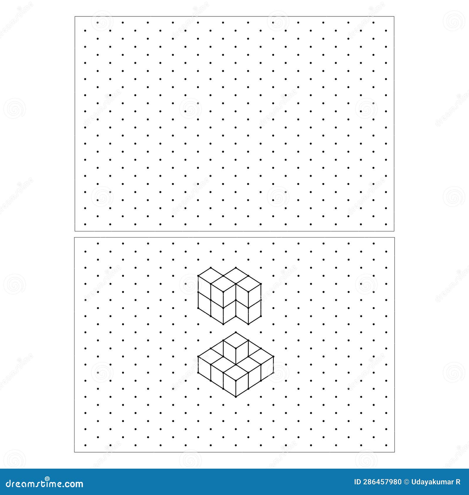 Dots Grid Background. Square Graph. Isometric Cube Line Drawing Stock ...