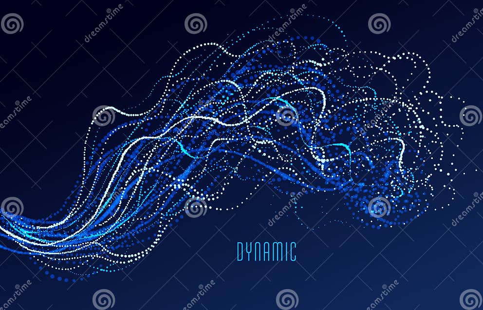 Dots Particles Flowing Array Vector Abstract Background, Biology Science Theme Design. Stock ...