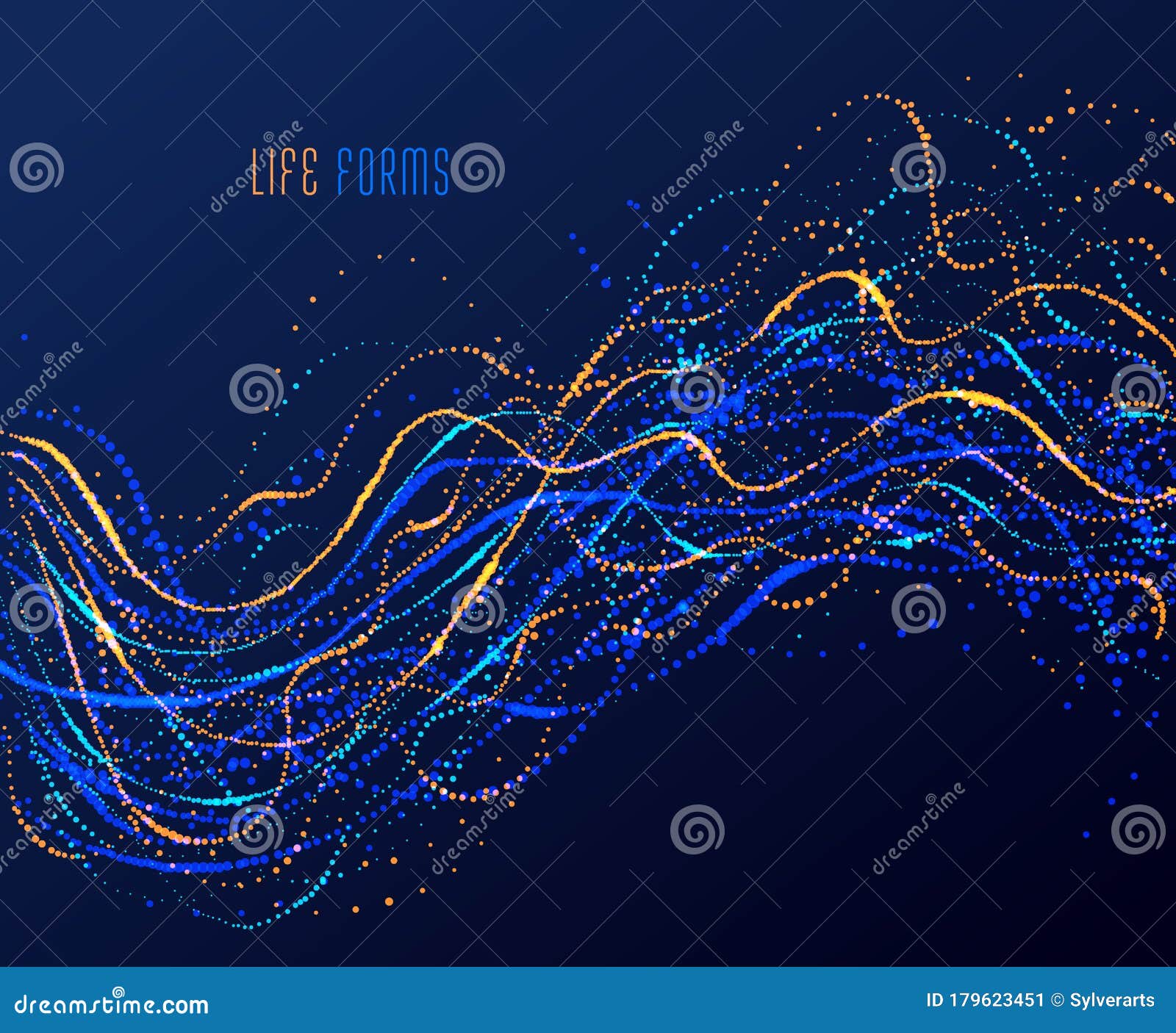 Dots Particles Flowing Array Vector Abstract Background, Biology Science Theme Design. Stock ...