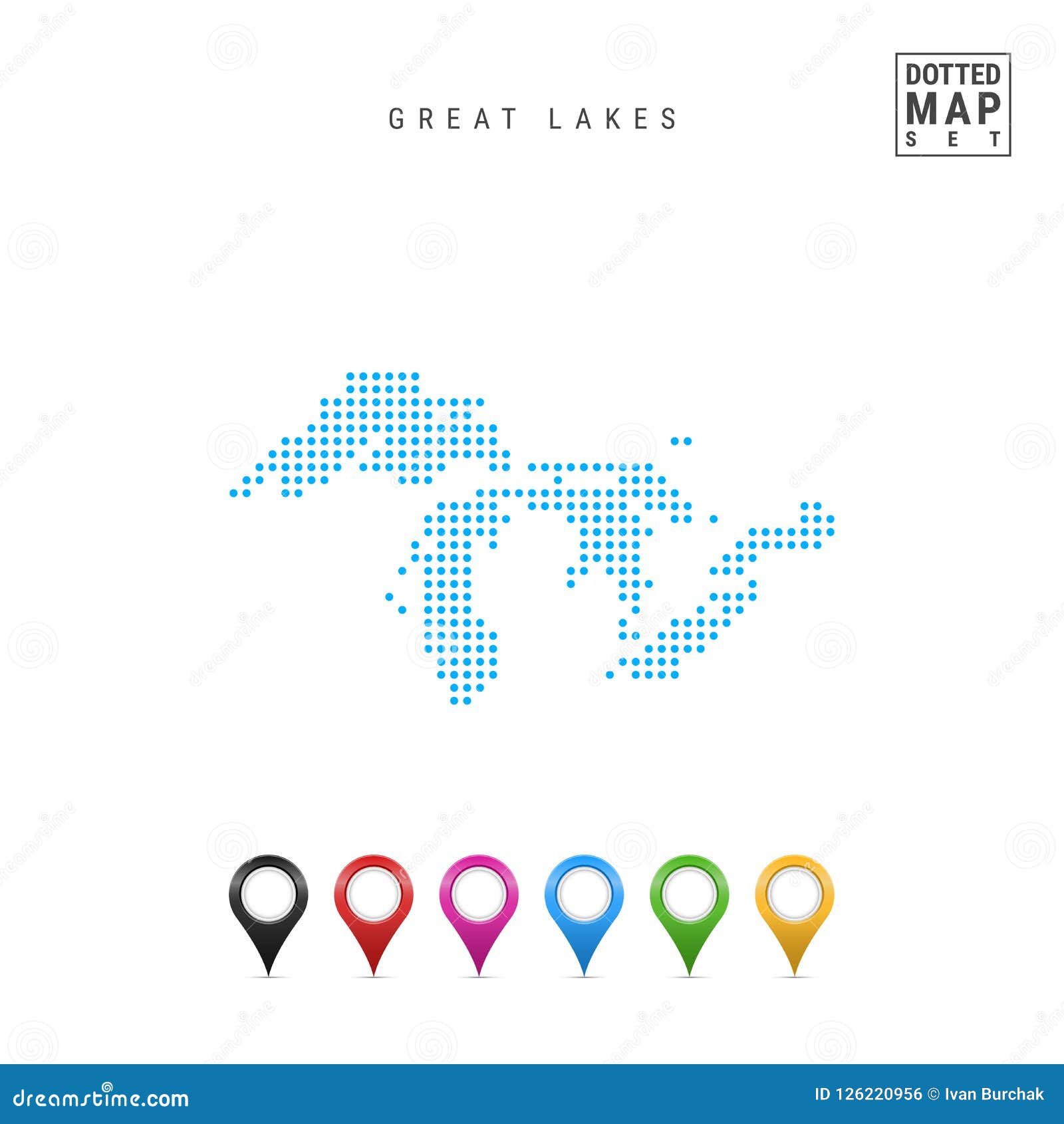 All the Great Lakes Dots Pattern Vector Map. Stylized Silhouette All of ...