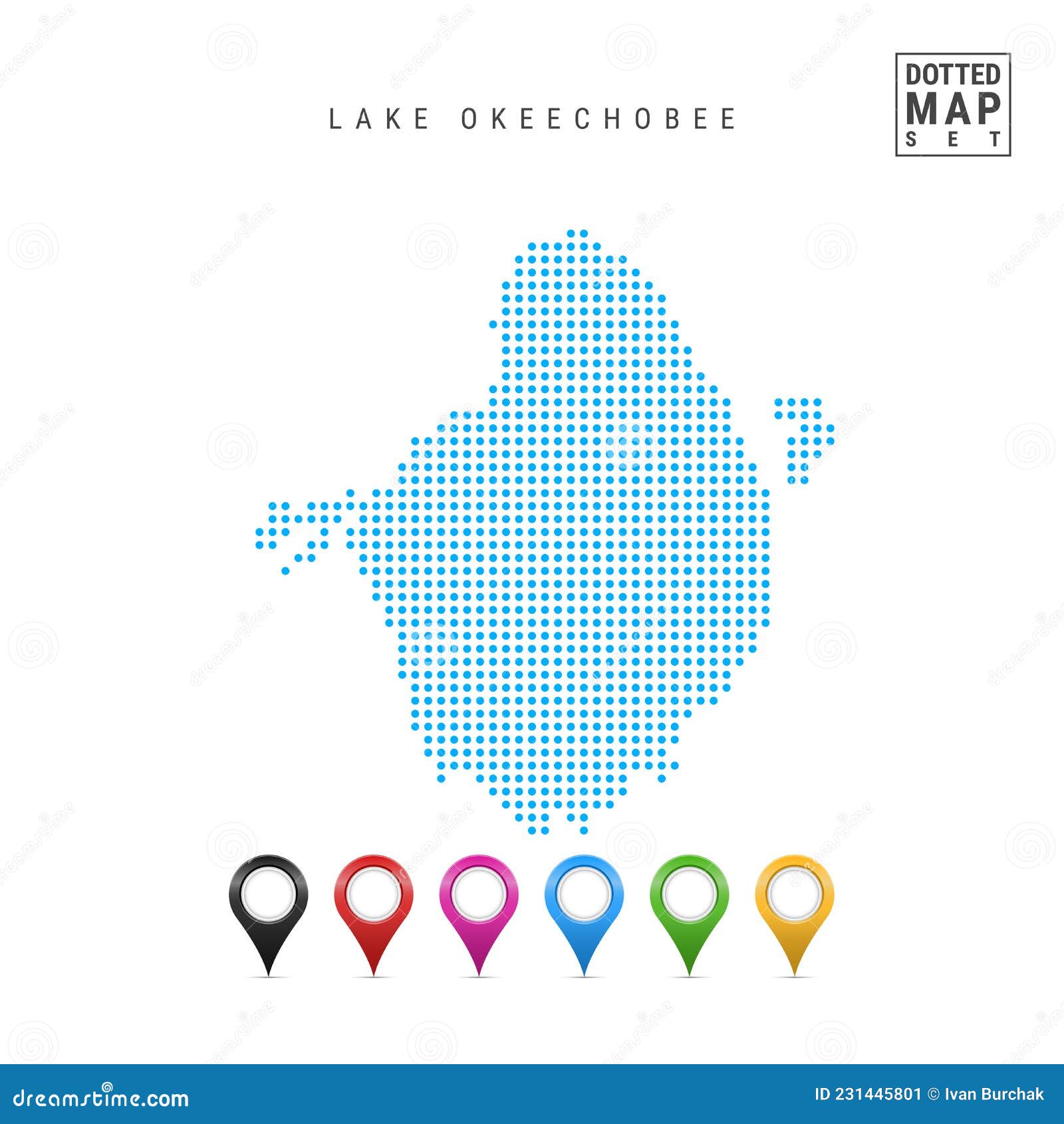 Lake Okeechobee Vector Map Isolated On White Background. High-Detailed ...