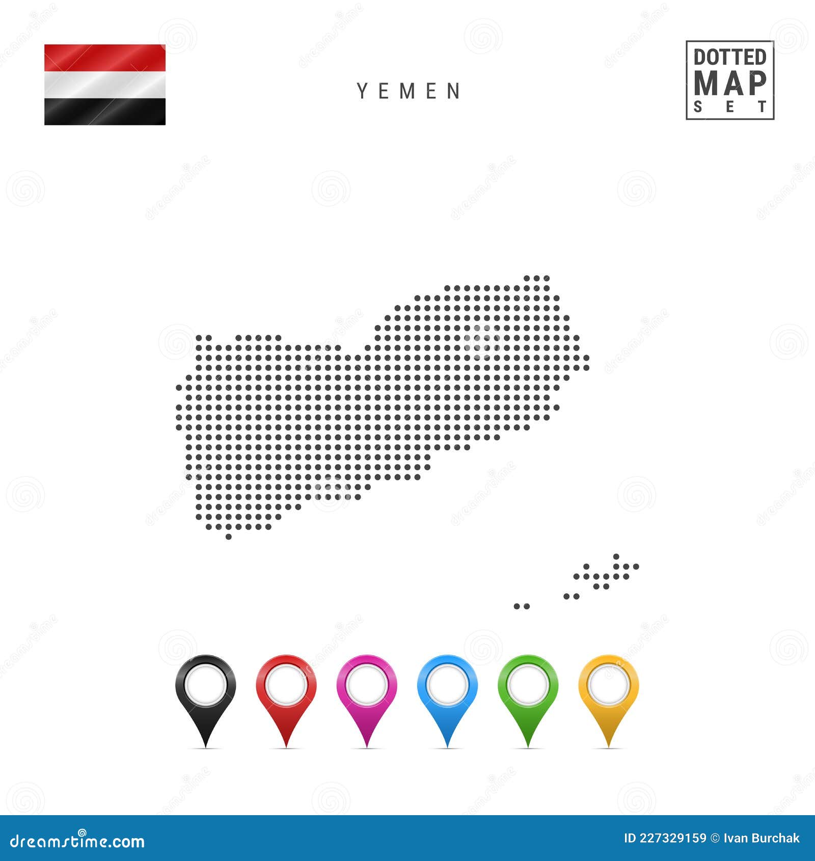 Dots Pattern Vector Map Of Yemen Stylized Silhouette Of Yemen Flag Of