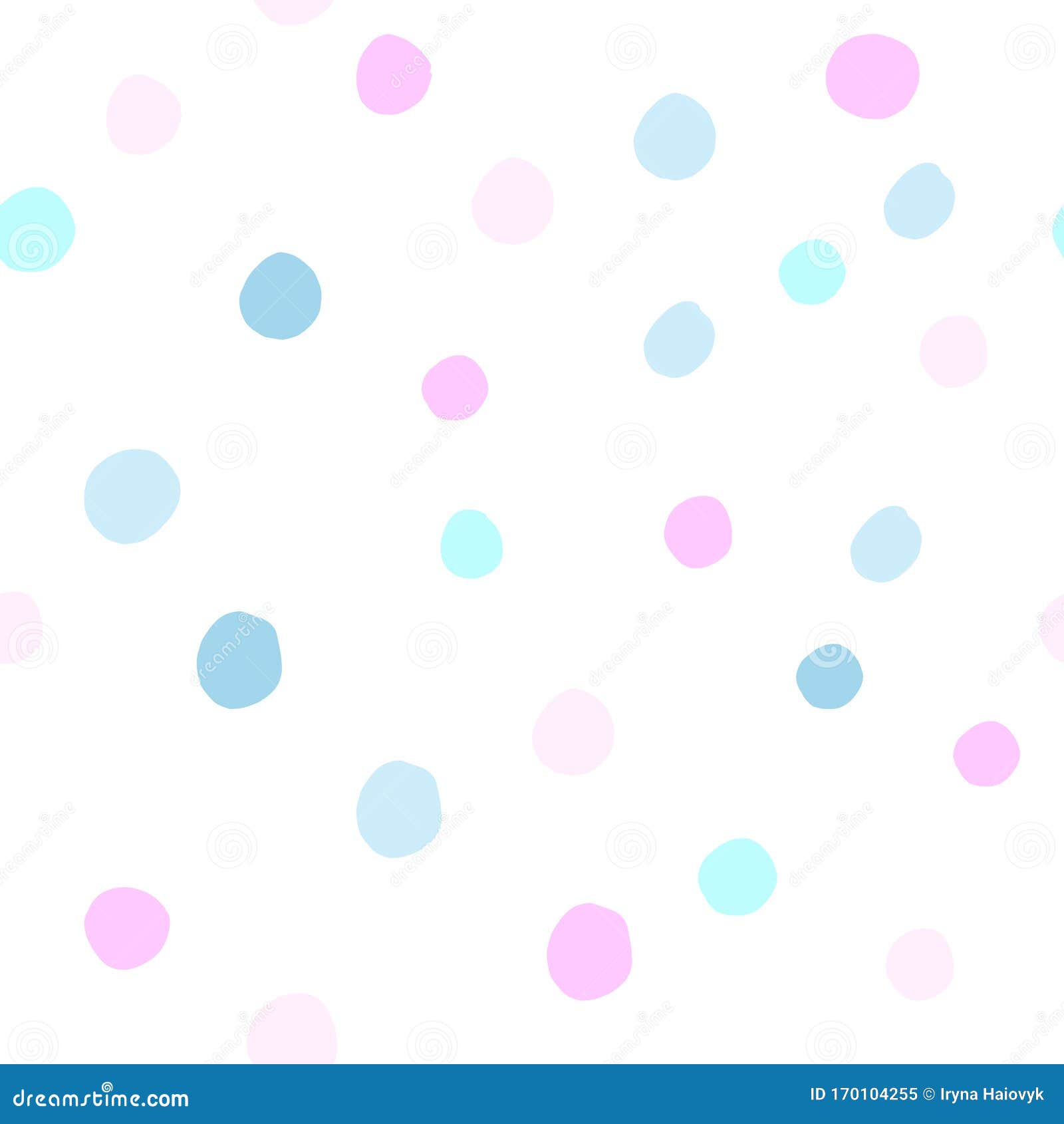 Dots Seamless Pattern in Light Blue and Pink Colors, Pastel Tones ...
