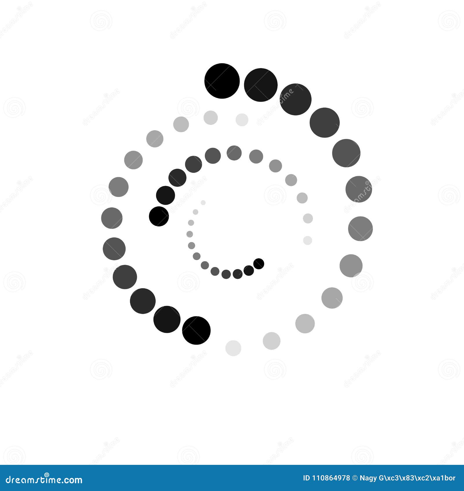 DOTS in SPIRAL. HALFTONE DESIGN ELEMENTS. ISOLATED VECTOR on WHITE ...