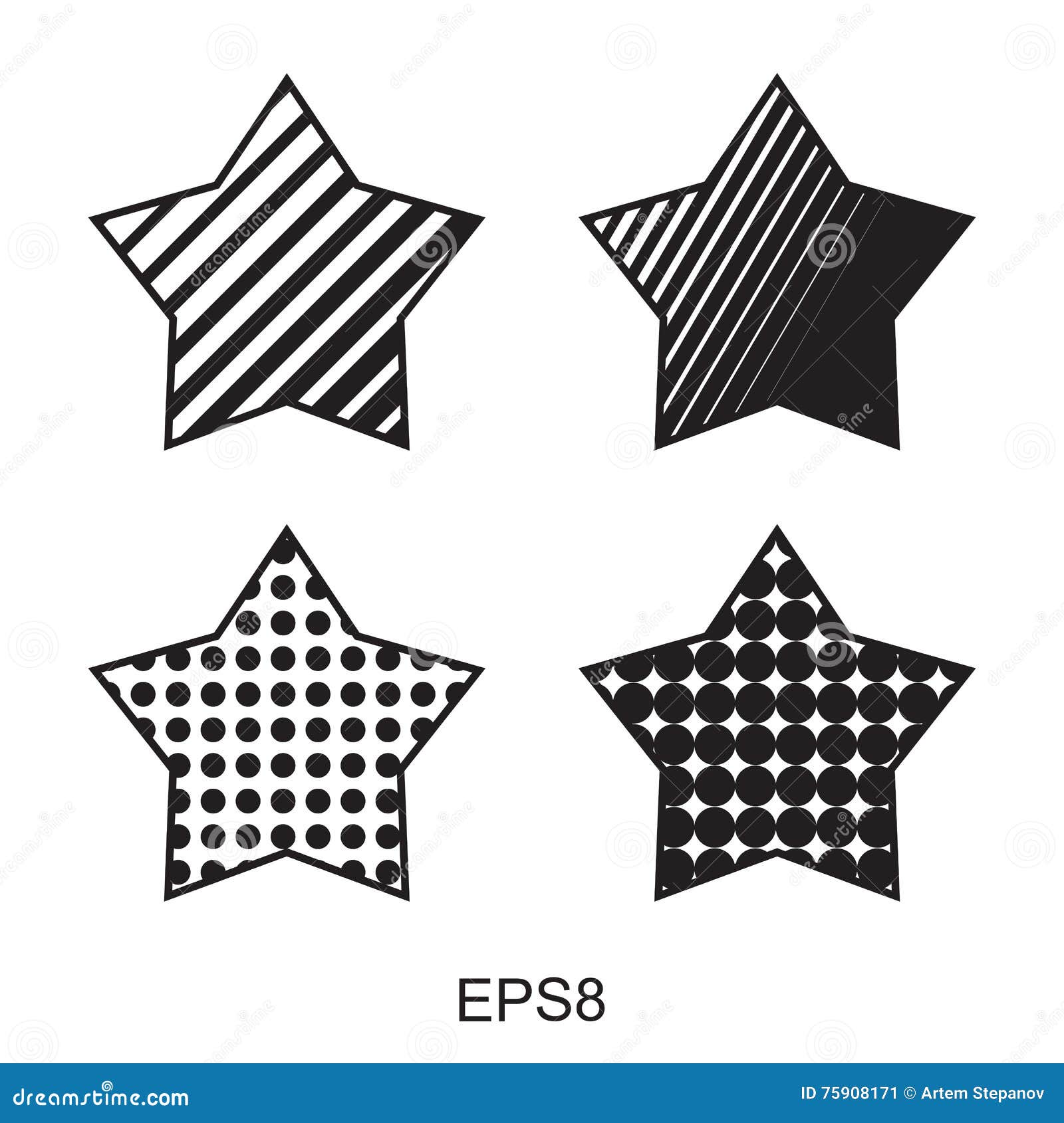 Dots star icon set stock vector. Illustration of generated - 75908171