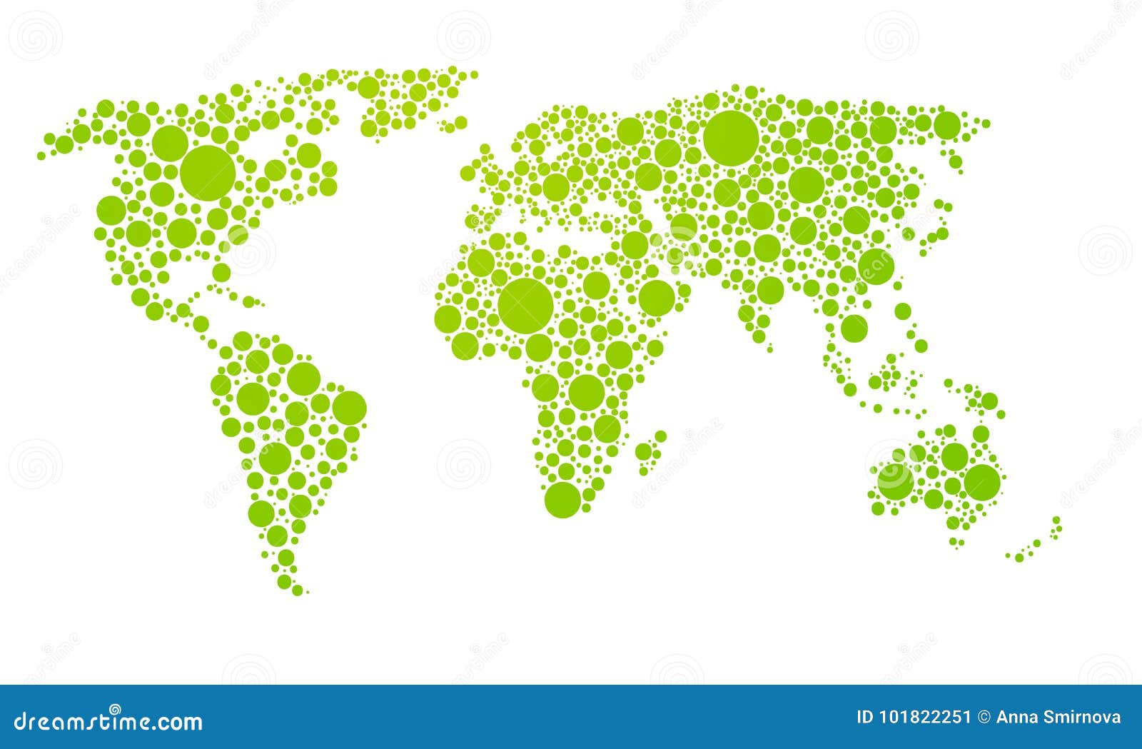 Dots Style World Map. Abstract World Map of Green Round Dots. Vector ...