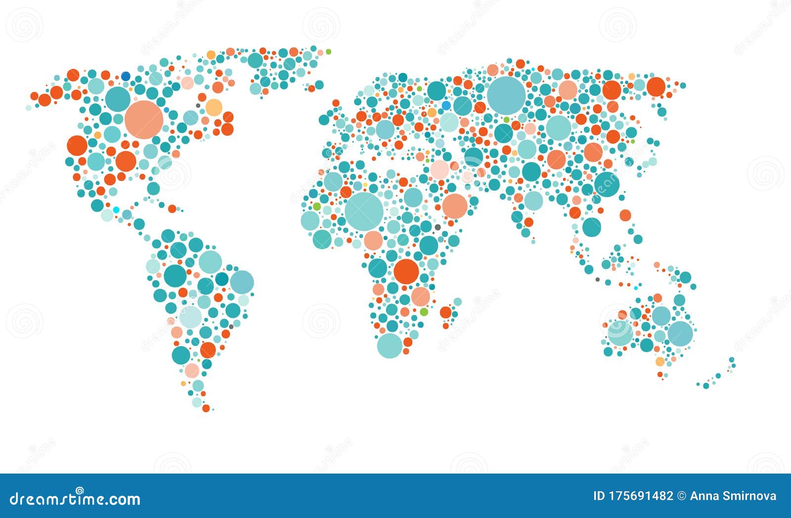 Dots Style World Map. Abstract World Map of Green Round Dots Stock ...