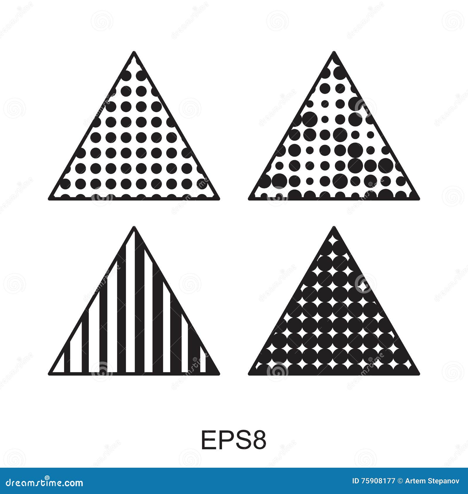 Dots triangle icon set stock vector. Illustration of halftone - 75908177