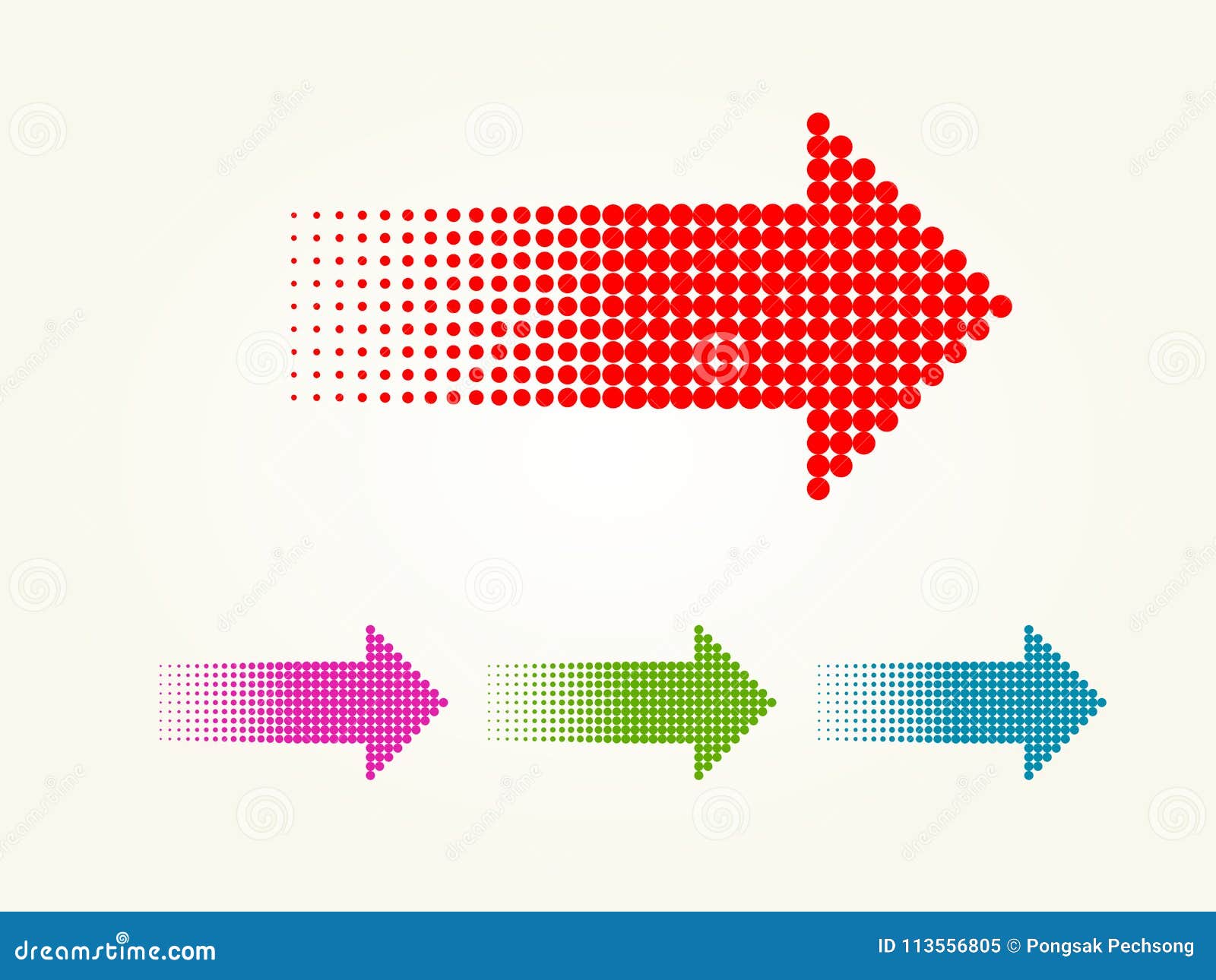 Dotted Arrows Set. Digital Arrow Symbols. Vector Illustration Isolated ...