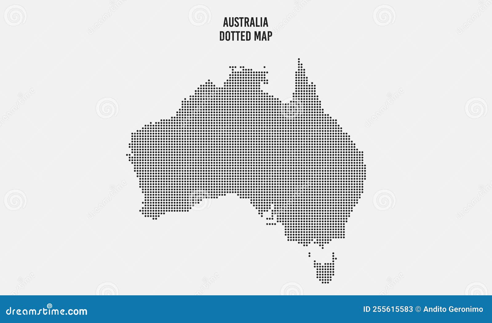 Dotted Australia Map Style, Vector Illustration with a Light Grey ...