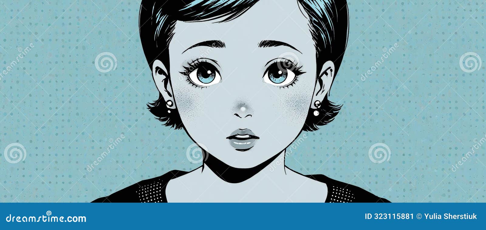 Dotted Baby Blue with Grey Pop Art Background in Retro Comic Style with ...