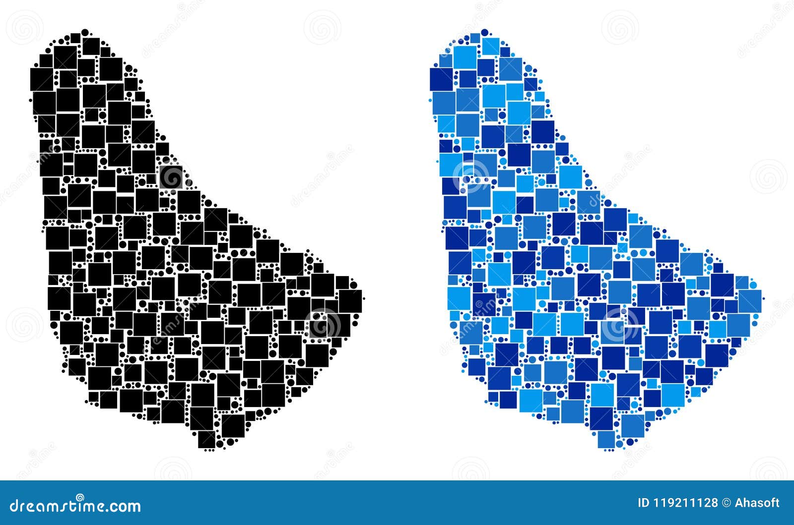 Dotted Barbados Map with Blue Version Stock Vector - Illustration of ...
