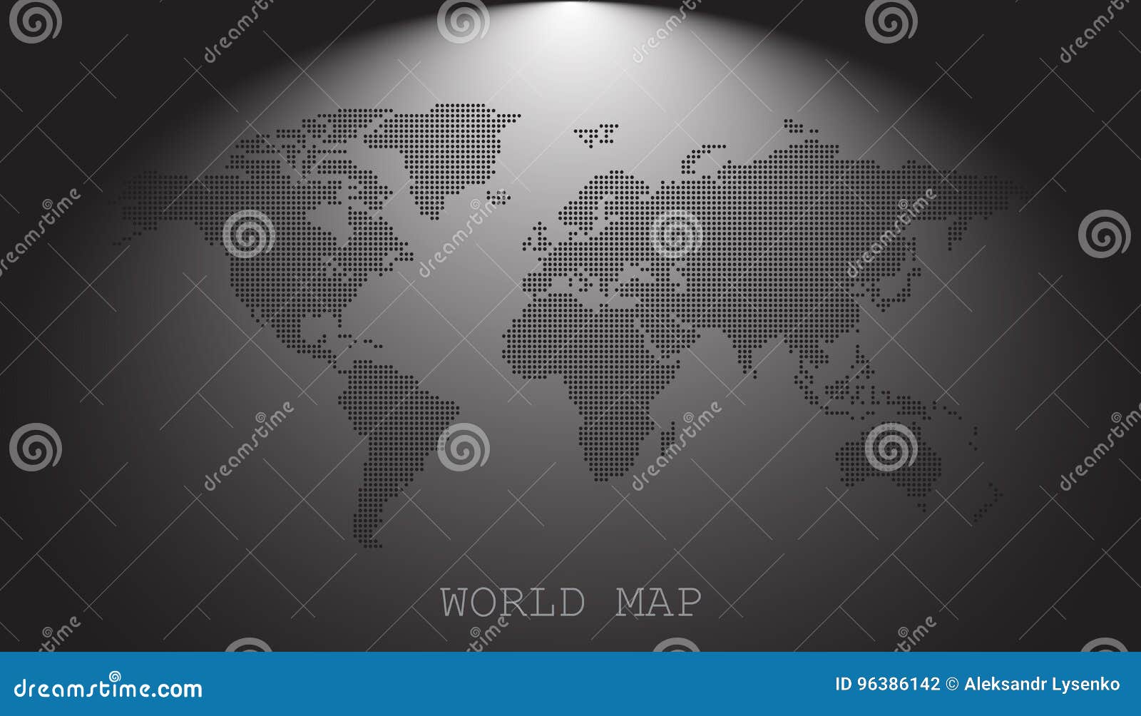Dotted Blank Black World Map on Grey Background. World Stock Vector ...