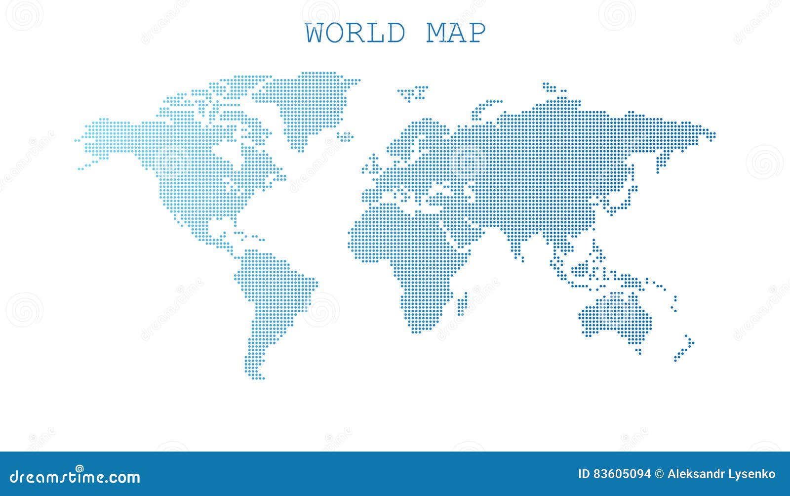 Dotted Blank World Map Isolated On White Background. Flat Earth World ...