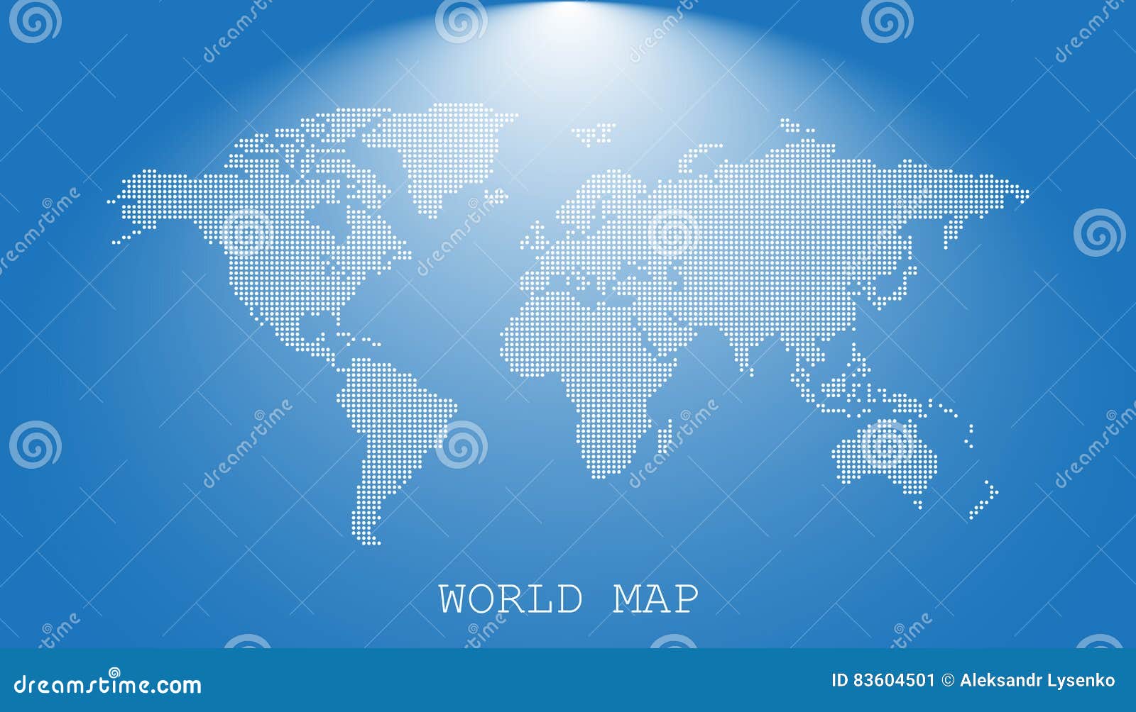 Dotted Blank White World Map on Blue Background. Stock Vector ...