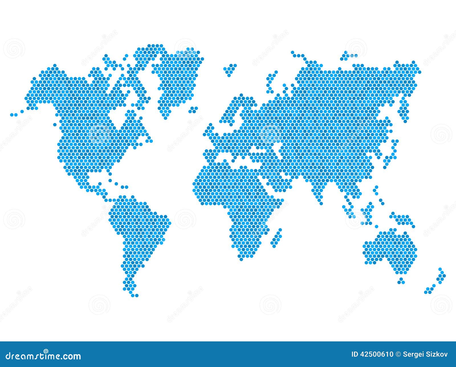 Dotted Blue World Map Isolated on White. Vector Stock Vector ...