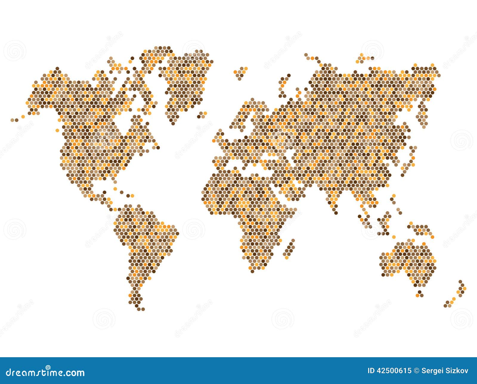 Dotted Brown World Map Isolated on White. Vector Stock Vector ...