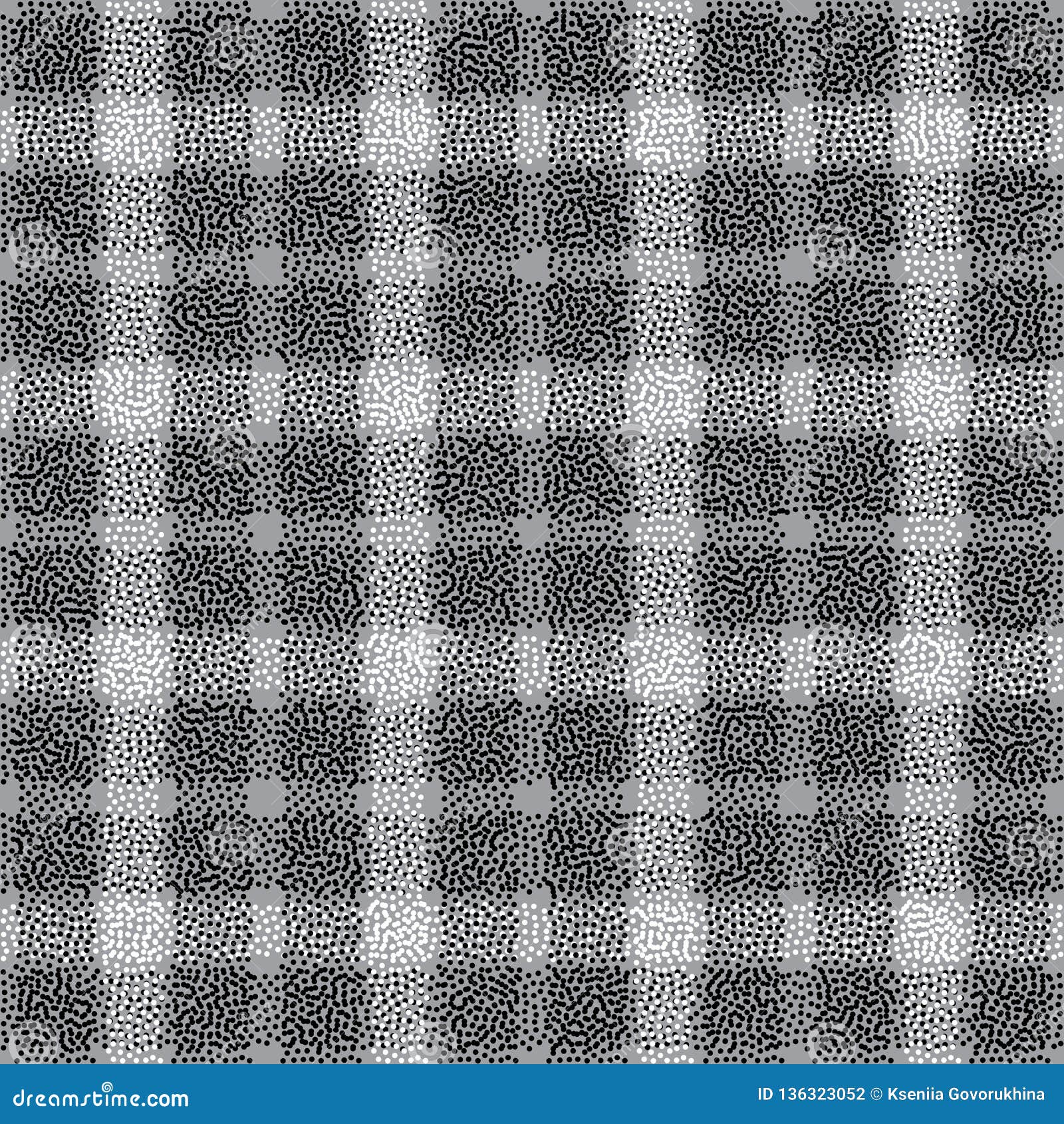 Dotted Checkered Vector Seamless Pattern. Abstract Dots Stripes ...