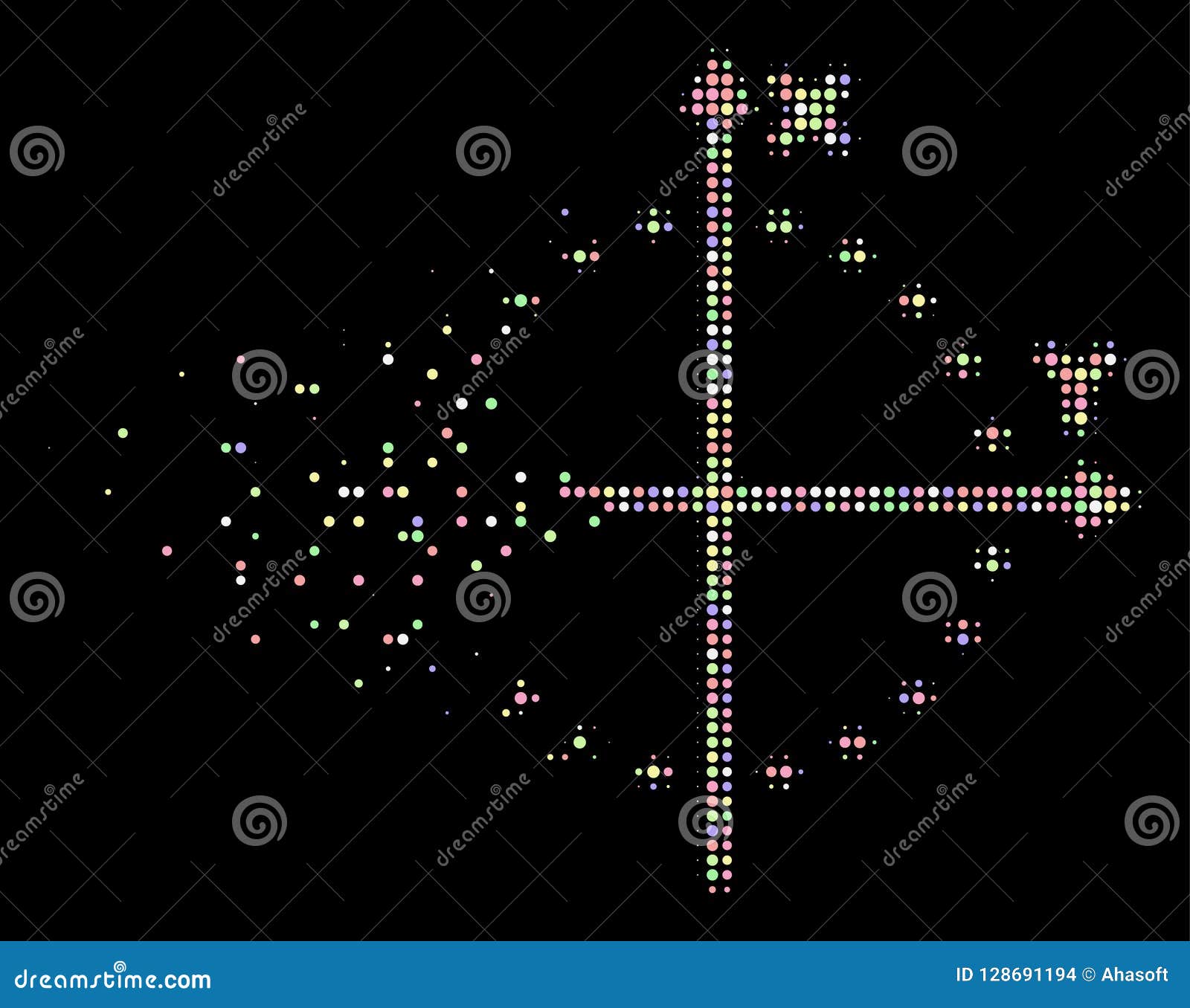 Bright Fractured Pixel Halftone Dotted Circle Plot Icon Stock Vector ...
