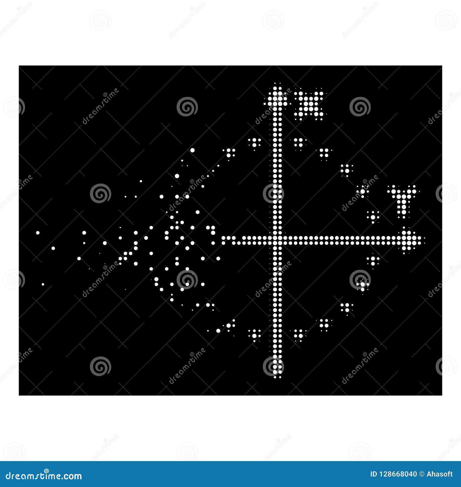 White Destructed Pixel Halftone Dotted Circle Plot Icon Stock Vector ...