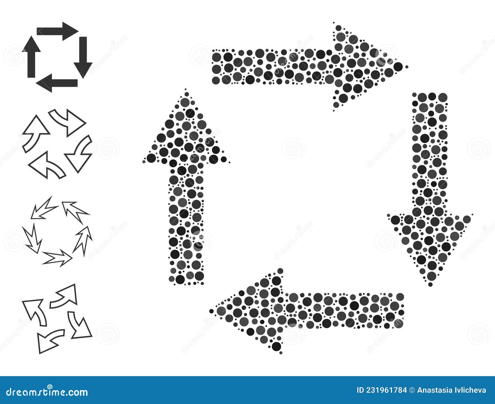 Dotted Circulation Arrows Composition of Circles with Similar Icons ...
