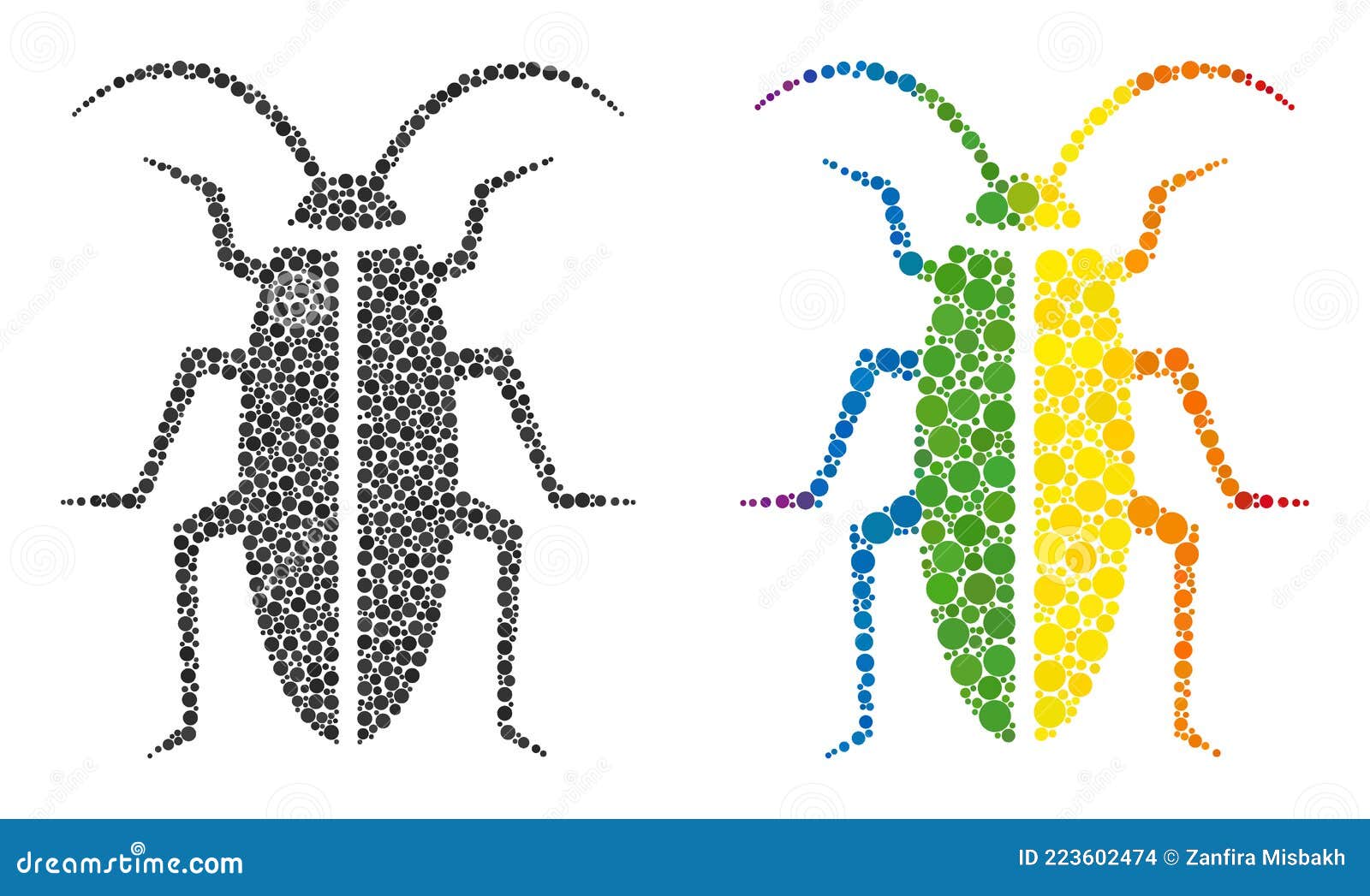 Dotted Cockroach Collage Icon of Spectrum Round Dots Stock Vector ...