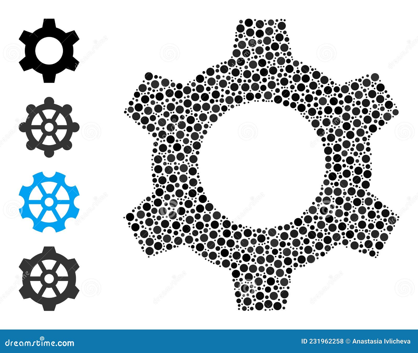 Dotted Cog Collage of Round Dots and Bonus Icons Stock Vector ...