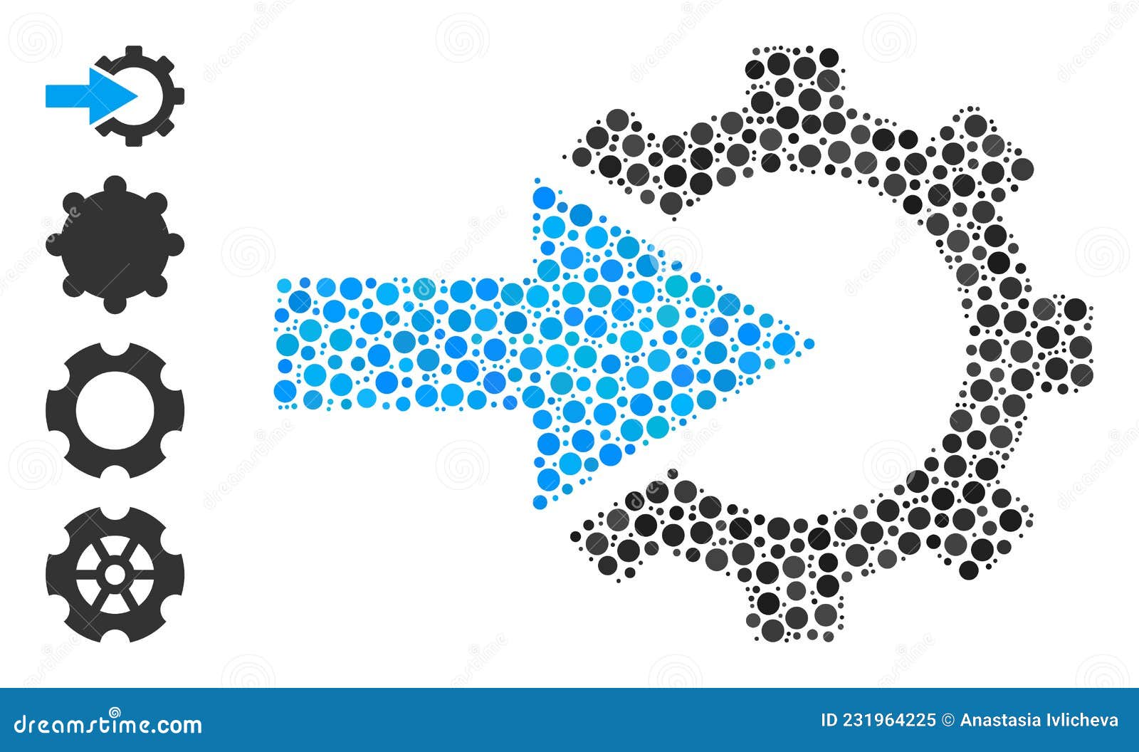 Dotted Cog Integration Mosaic of Round Dots and Other Icons Stock ...