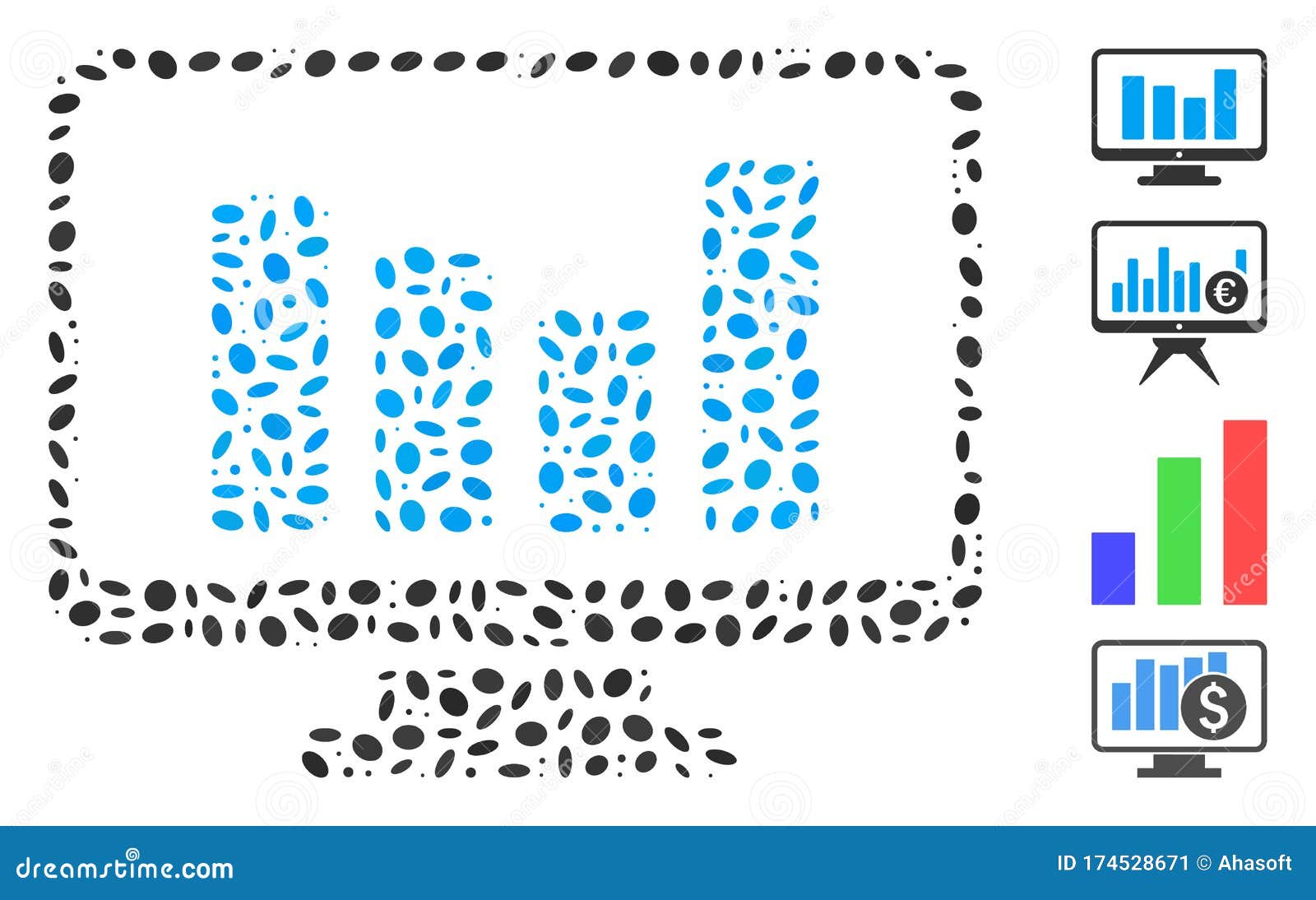 Dotted Collage Bar Chart Monitoring Stock Illustration - Illustration of infochart, analysis ...