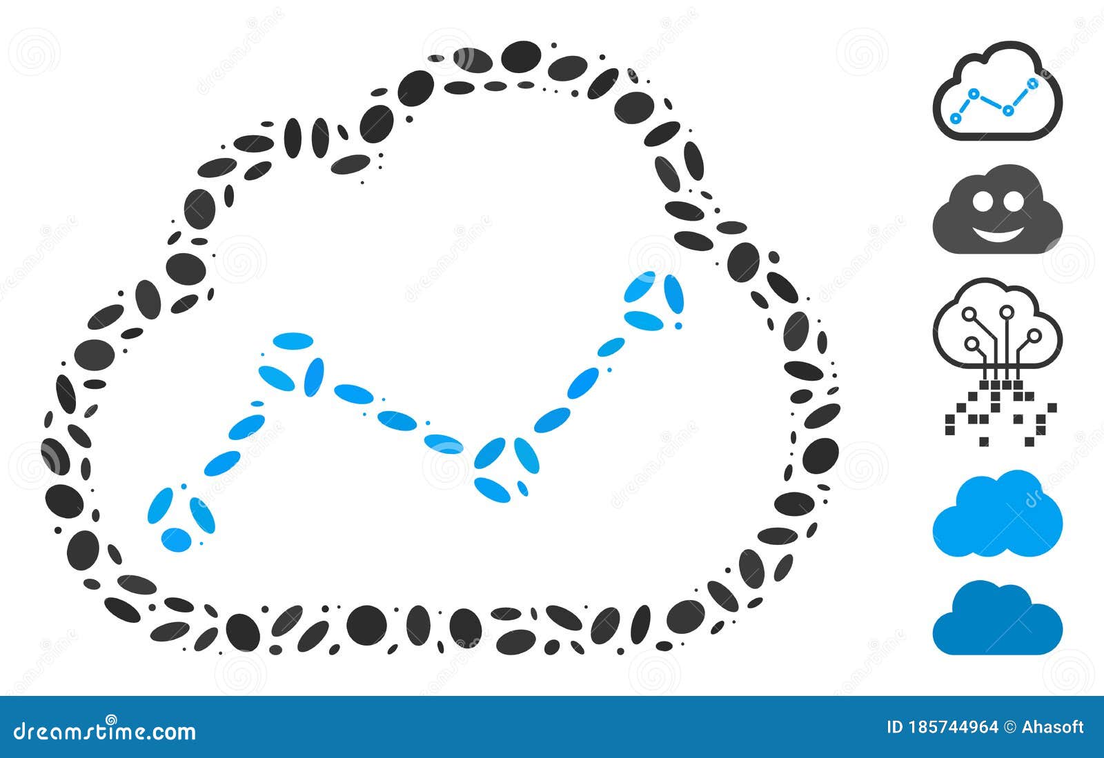 Dotted Collage Chart Cloud stock illustration. Illustration of network ...