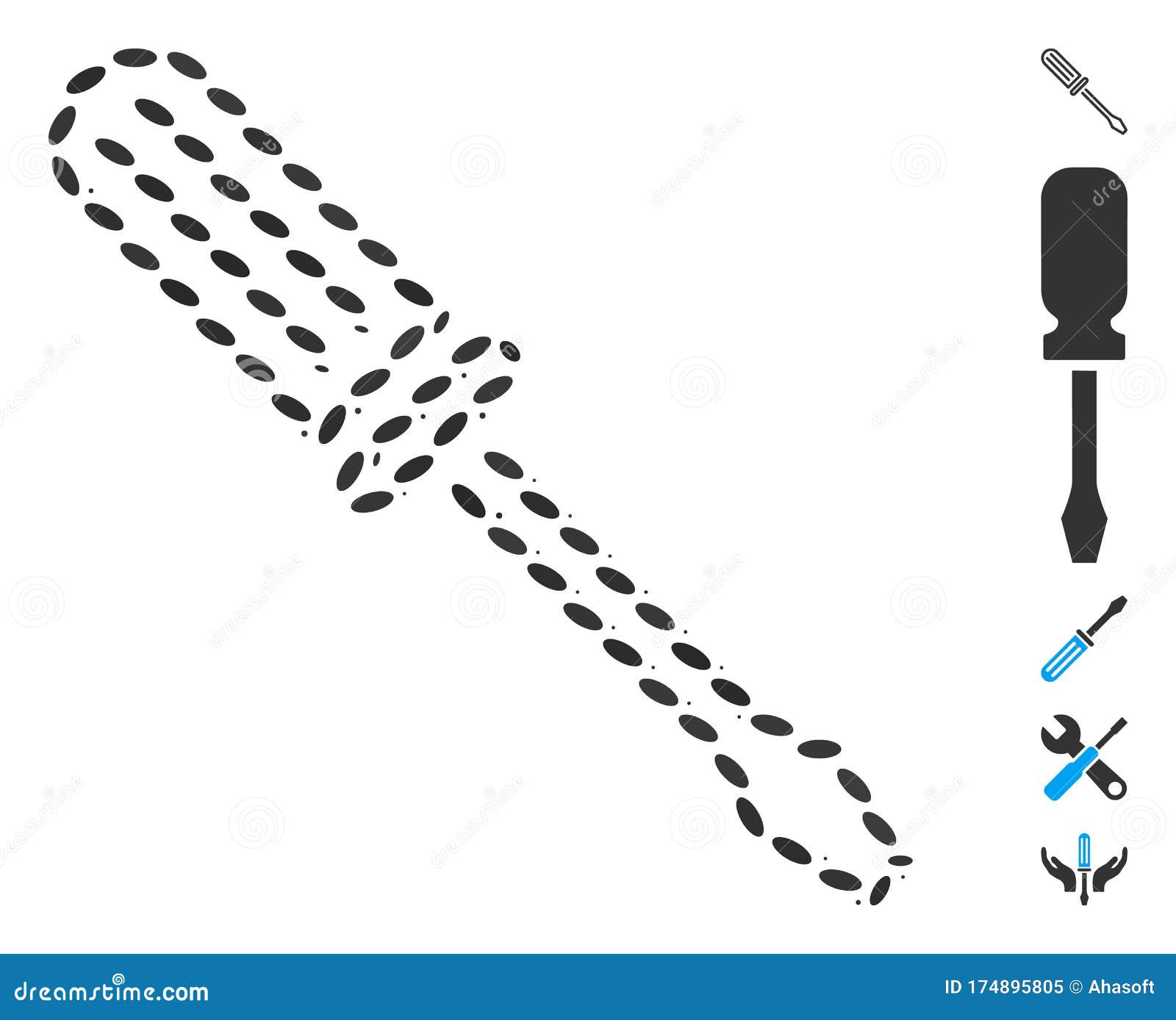 Dotted Collage Contour Screwdriver Stock Illustration - Illustration of ...