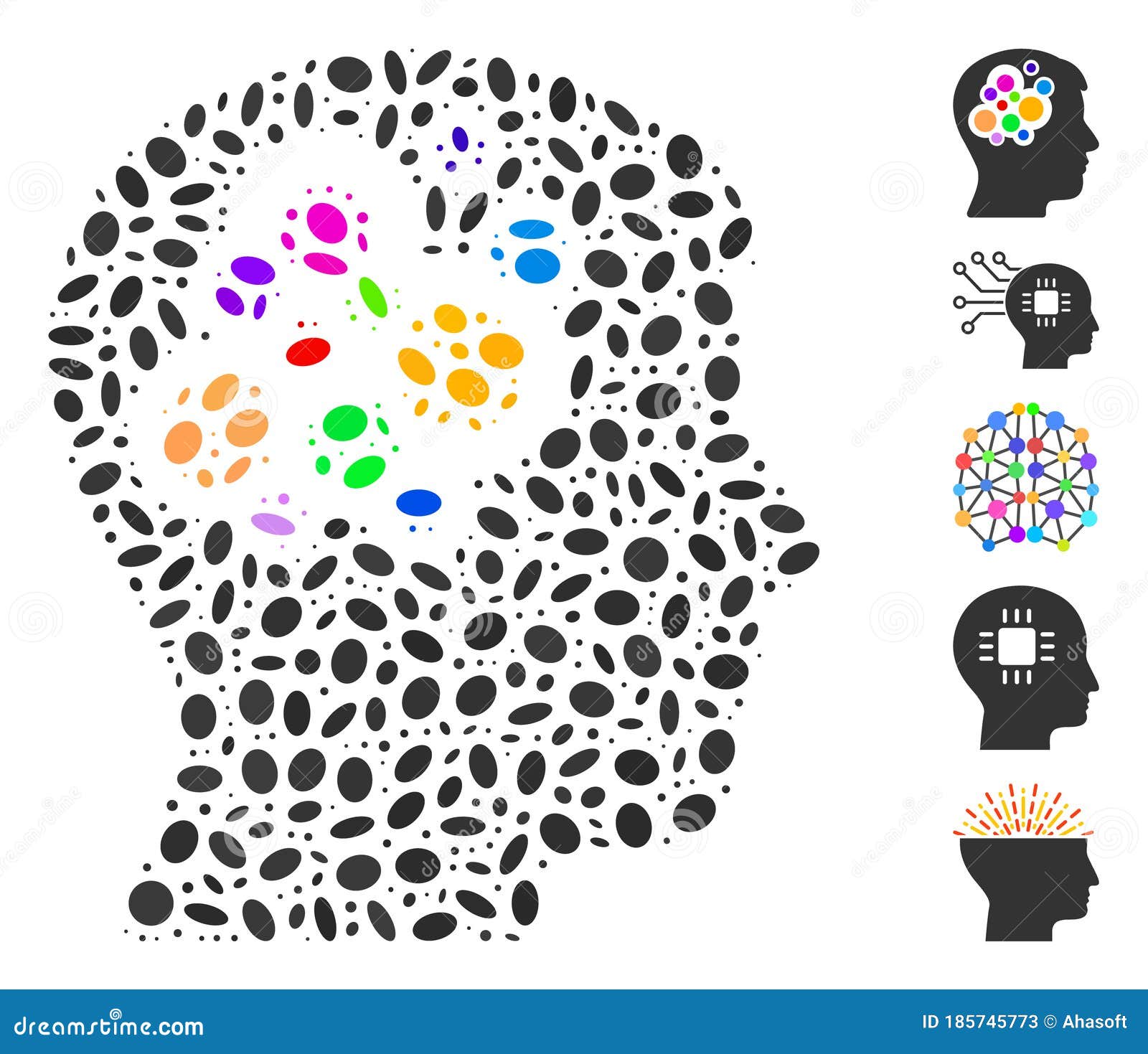 Dotted Collage Creative Brain Stock Illustration - Illustration of ...