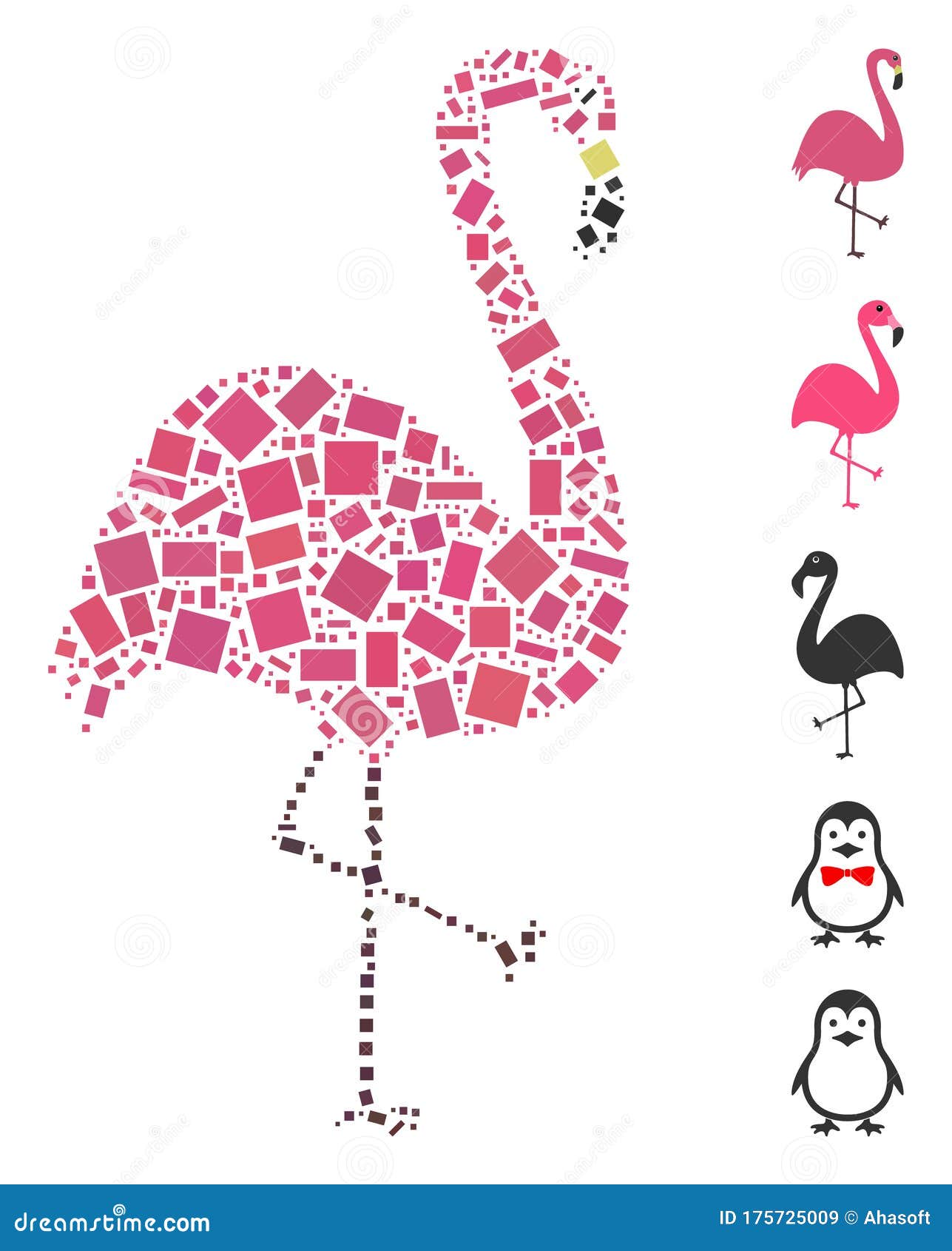 Dotted Collage Flamingo Bird Stock Illustration - Illustration of ...