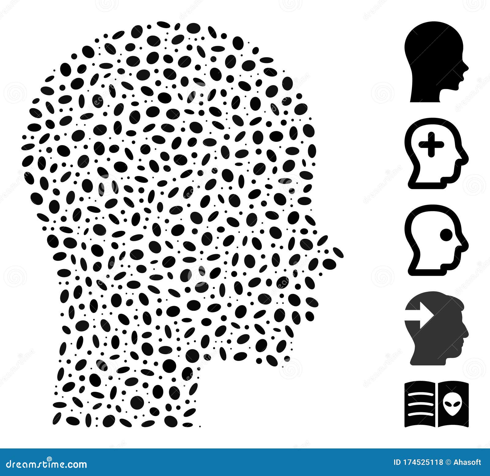 Dotted Collage Head stock illustration. Illustration of face - 174525118