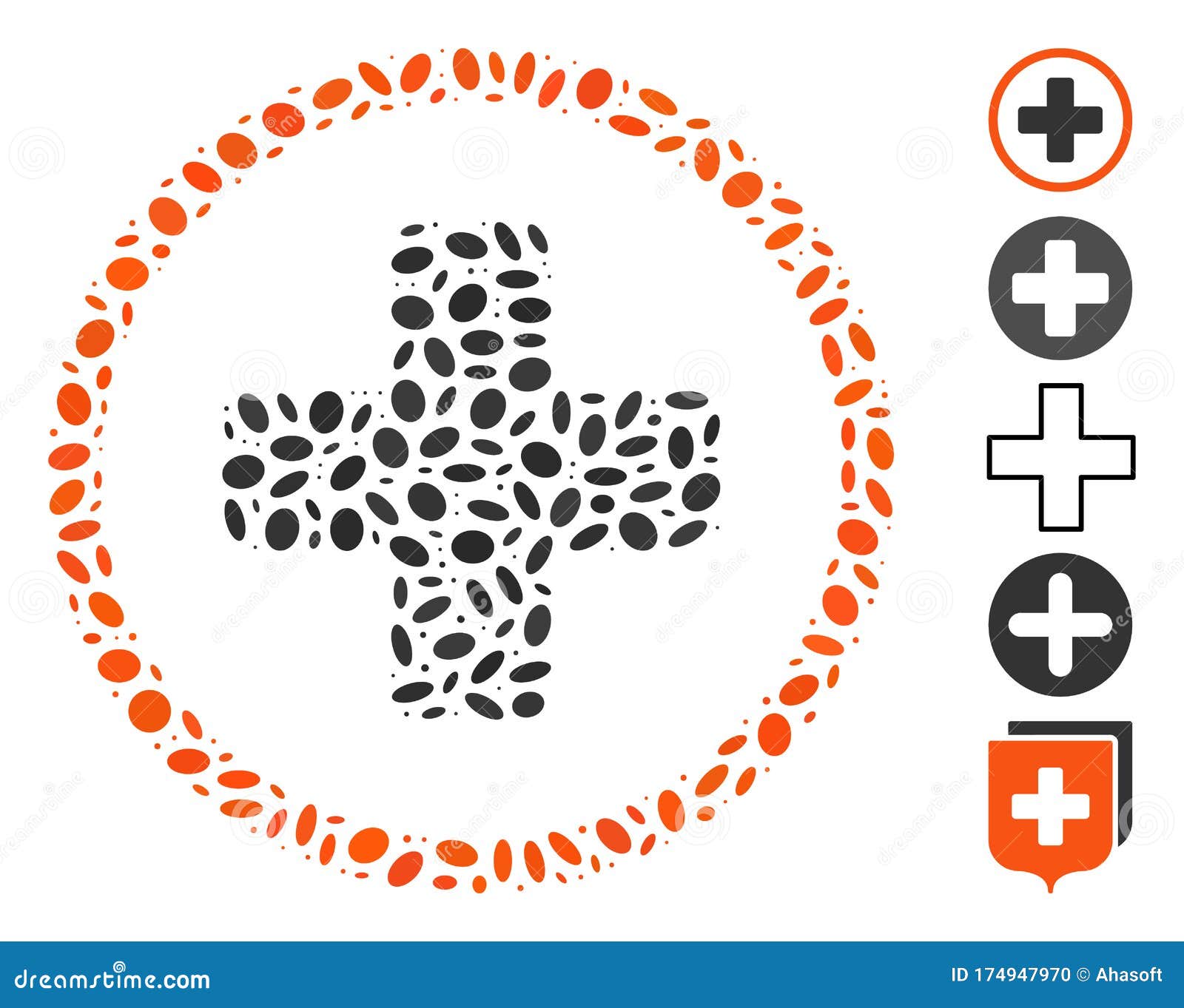 Dotted Collage Rounded Plus Stock Illustration - Illustration of design ...