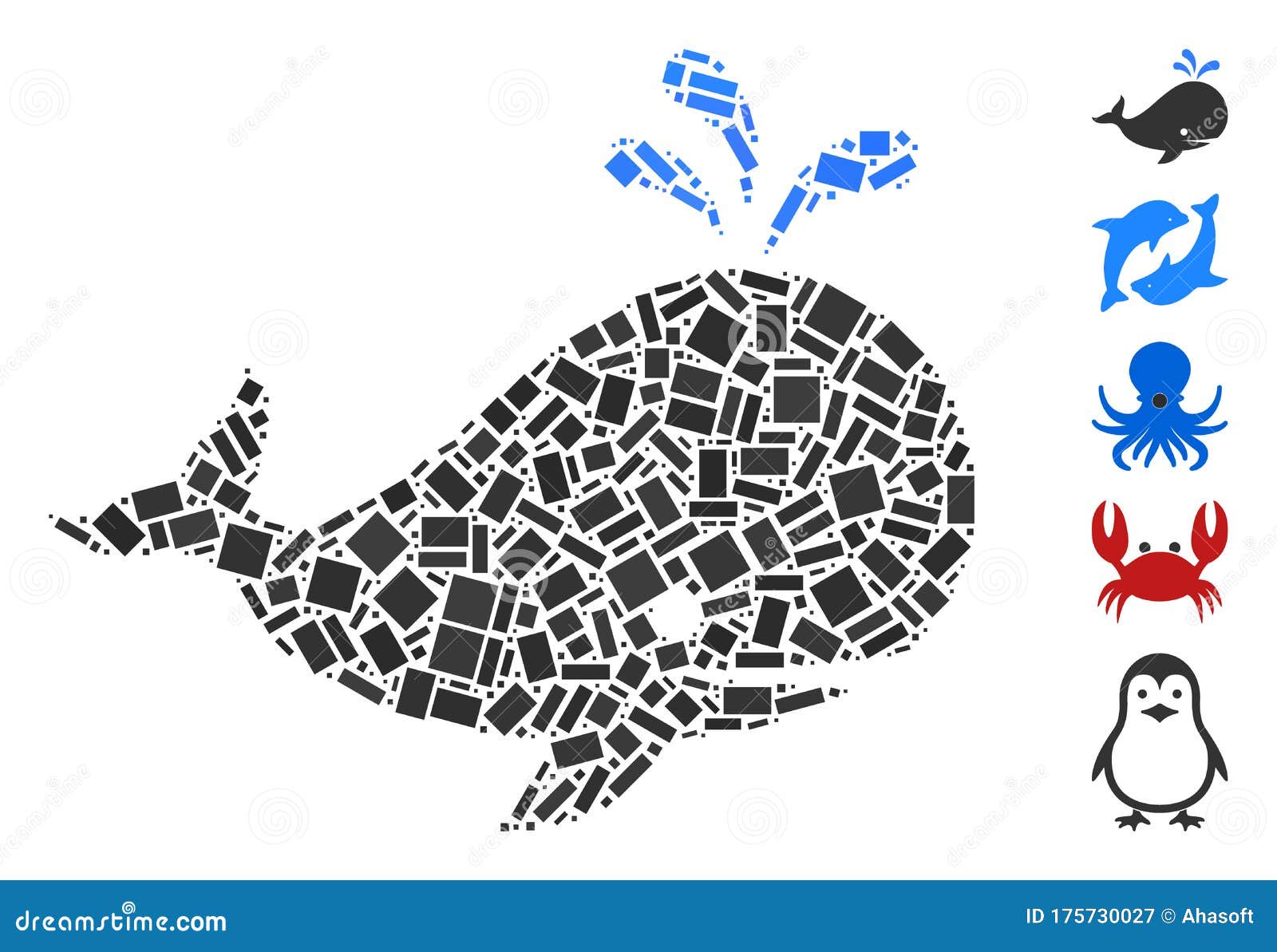 Dotted Collage Whale stock illustration. Illustration of humpback ...