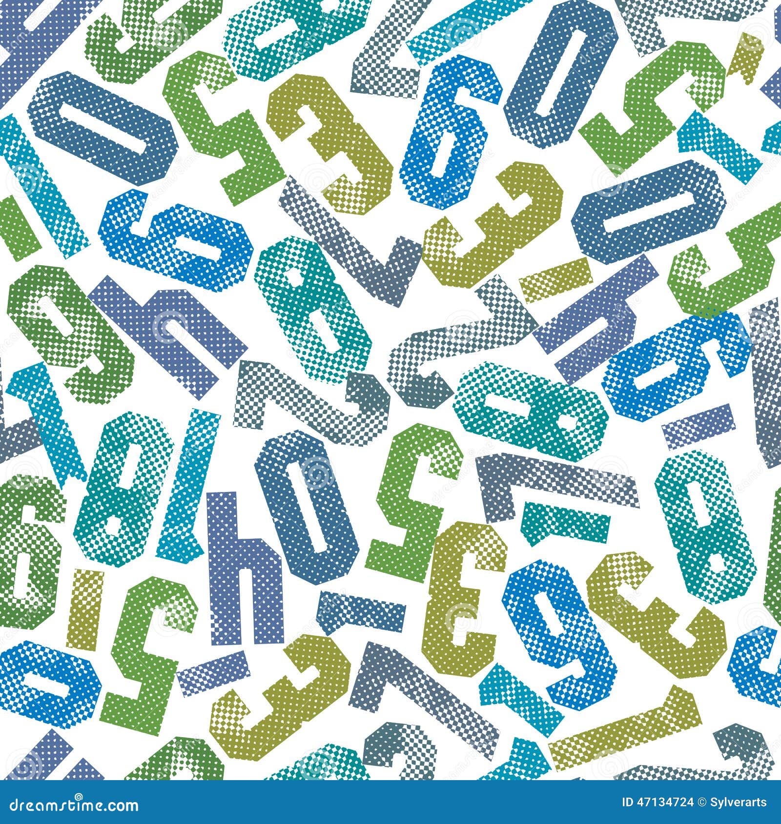 Dotted Colorful Seamless Pattern, Light Geometric Decorative Numbers on ...