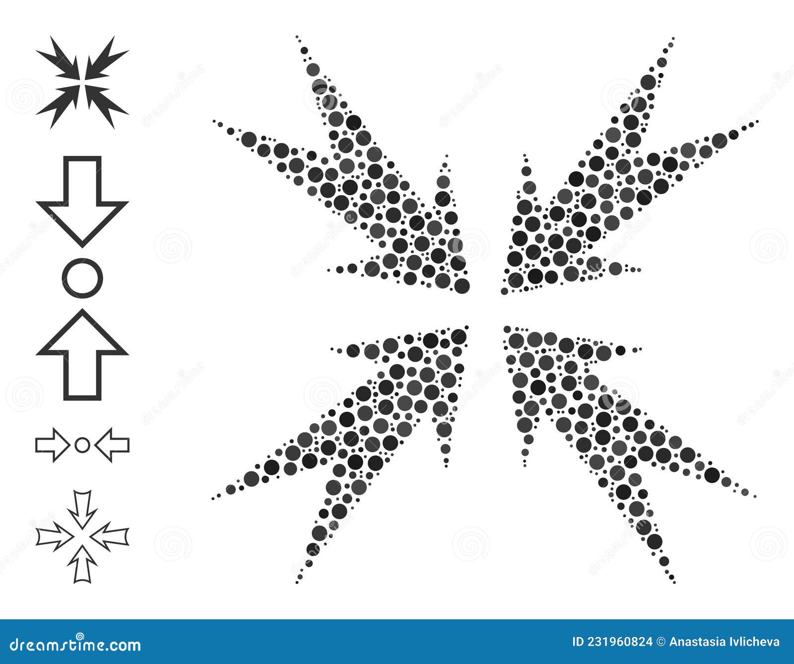 Dotted Compression Arrows Mosaic of Rounded Dots and Other Icons Stock ...