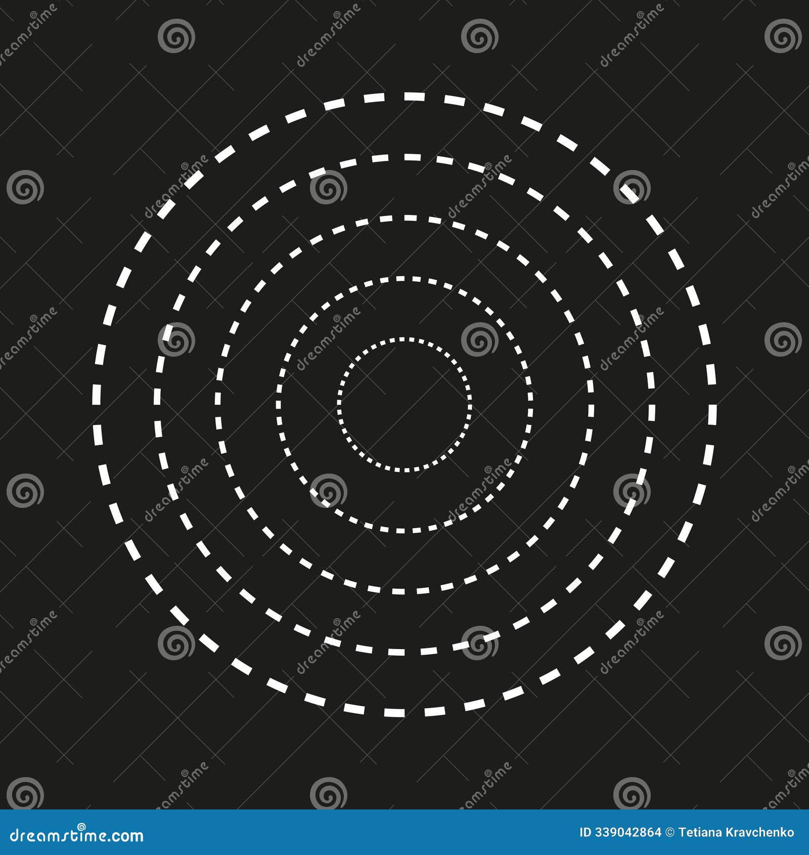Dotted Concentric Circles. Minimalist Radial Design. Geometric Dashed ...