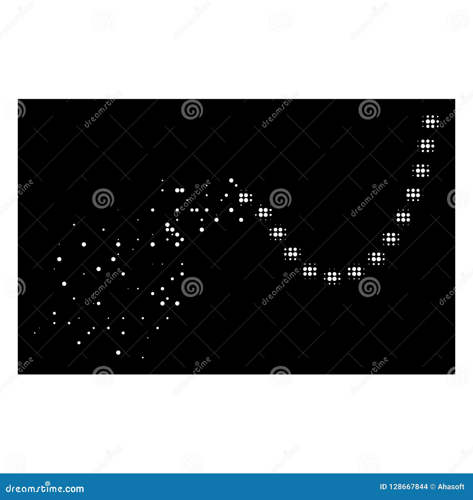 White Fractured Pixelated Halftone Dotted Curve Icon Stock Vector ...