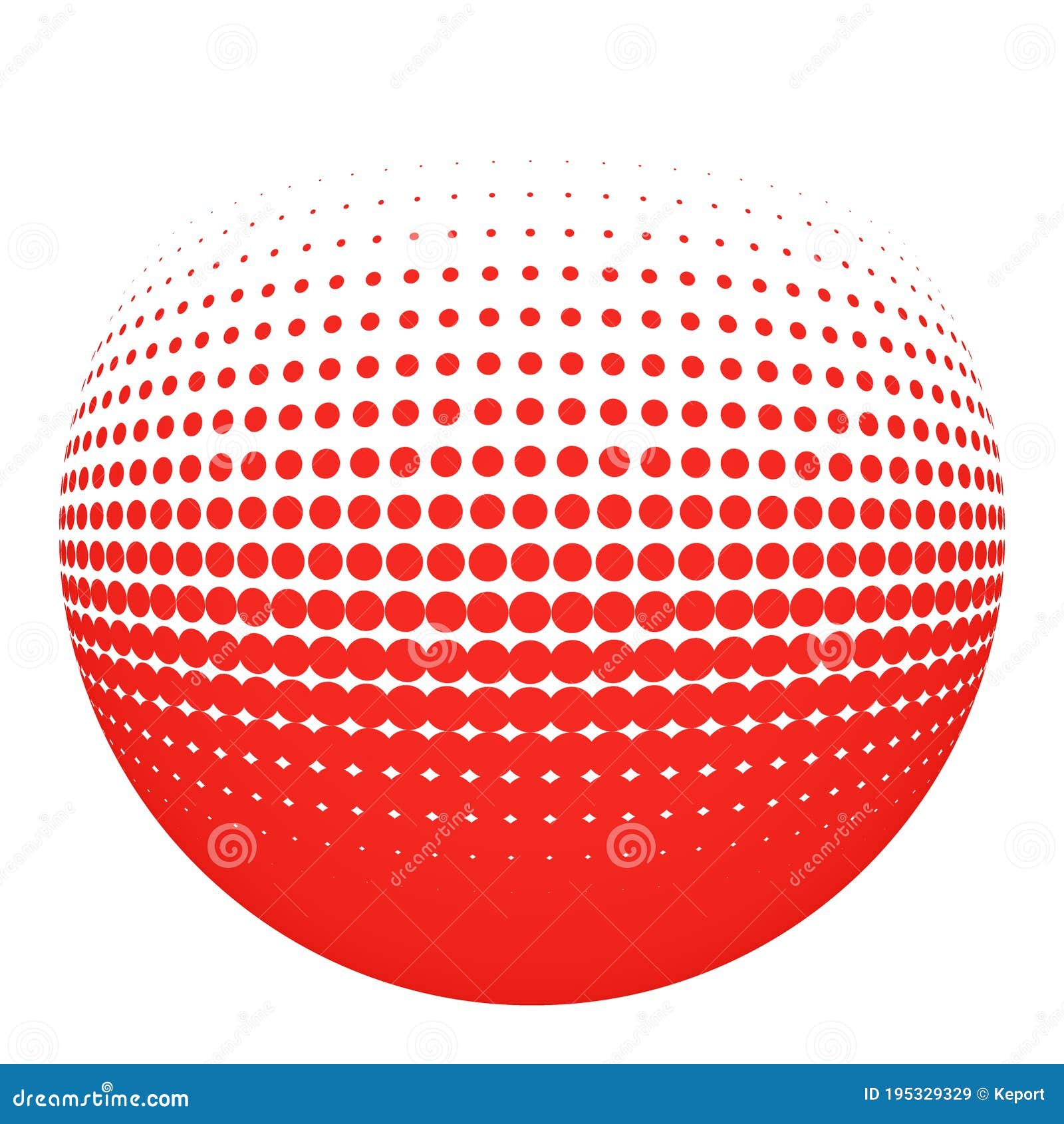 Dotted 3d Ball with Red Gradient Dots Stock Illustration - Illustration ...