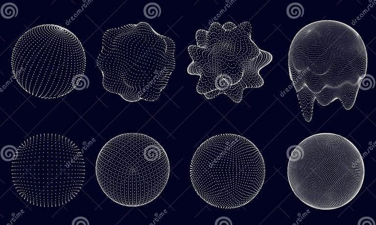 Dotted 3d Sphere. Spherical Forms, Distorted and Melted Spheres with ...
